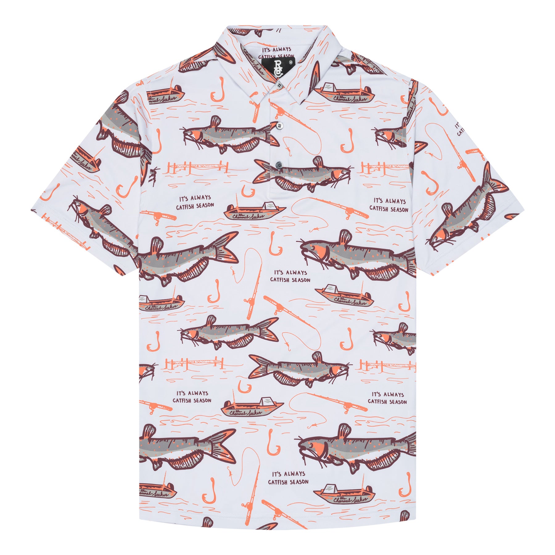 Catfish Season Fishing Golf Polo – Raised by Coyotes Wholesale